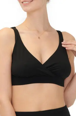 Hatch Crossover Pima Cotton Blend Nursing Bra - Black