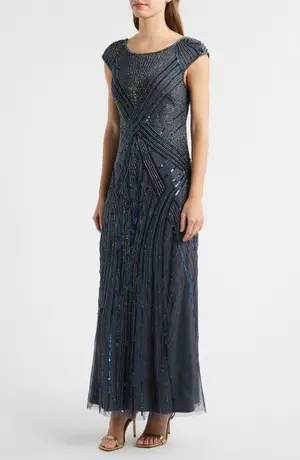 Pisarro Nights Embellished Cap Sleeve Gown