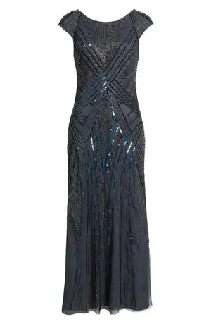 Pisarro Nights Embellished Cap Sleeve Gown