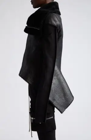 Rick Owens Luxor Naska Genuine Shearling & Merino Wool Biker Jacket