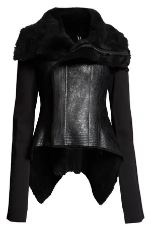 Rick Owens Luxor Naska Genuine Shearling & Merino Wool Biker Jacket