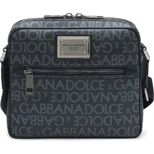 Dolce & Gabbana Logo Jacquard Crossbody Bag - Black/grey