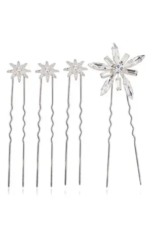Brides & Hairpins Iro Set Of 4 Crystal Hair Pins - Silver