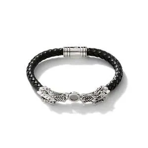 John Hardy Legends Naga Leather Frequency Bracelet - Black
