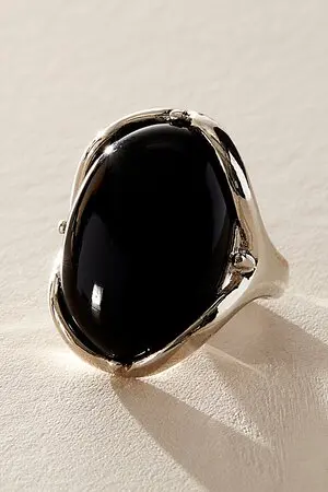 Free People Essence Stone Inlay Ring Onyx Silver