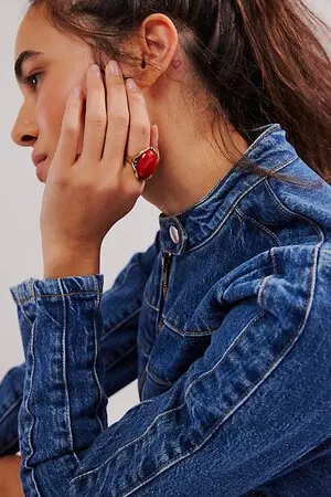 Free People Essence Stone Inlay Ring Red