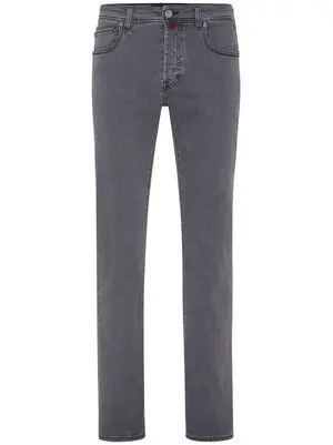 BILLIONAIRE Logo-embroidered Straight-leg Jeans - Grey