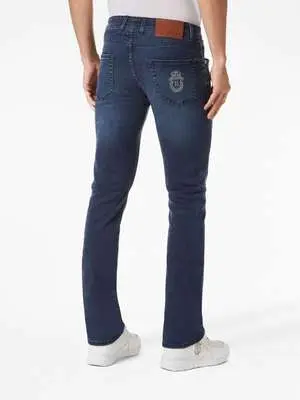 BILLIONAIRE Embroidered-logo Straight-cut Jeans - Blue