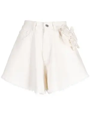 FORTE DEI MARMI COUTURE Pantagonna Frayed-hem Denim Shorts - White