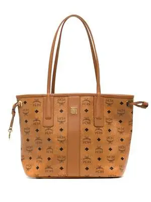 Mcm Small Liz Monogram Tote Bag - Brown
