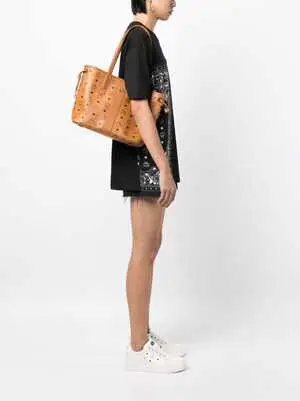Mcm Small Liz Monogram Tote Bag - Brown