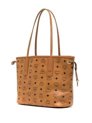 Mcm Small Liz Monogram Tote Bag - Brown