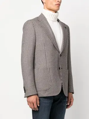 LARDINI Houndstooth Wool Blazer