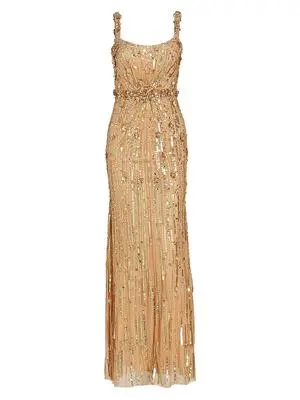 Jenny Packham Women's Bright Gem Embellished Gown - Gold  - Gold
