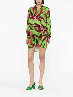 LOUISA BALLOU Coastline Floral-print Miniskirt - Green