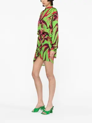 LOUISA BALLOU Coastline Floral-print Miniskirt - Green