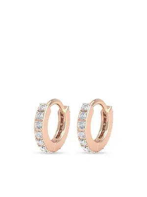 VEYNOU 14kt Rose Gold Diamond Huggie Earrings - Pink