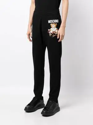 Moschino Cotton Track Pants With Teddy Bear Print
