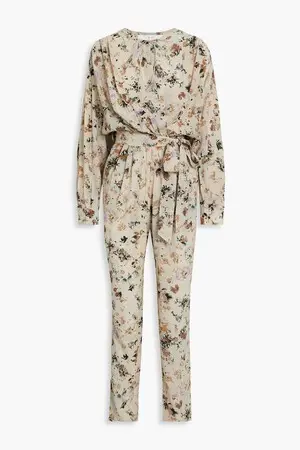 IRO PARIS Mattai Floral-print Lyocell And Silk-blend Jumpsuit - Beige