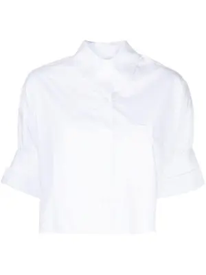 TWP Folded-sleeve Cropped Shirt - White