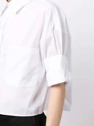 TWP Folded-sleeve Cropped Shirt - White