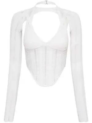 DION LEE Snakeskin-effect Corset Top