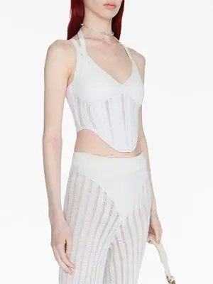 DION LEE Snakeskin-effect Corset Top