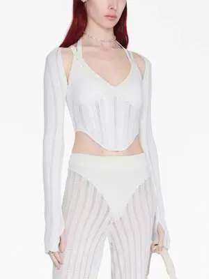 DION LEE Snakeskin-effect Corset Top