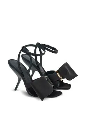 FERRAGAMO Asymmetric-bow Satin Sandals - Black