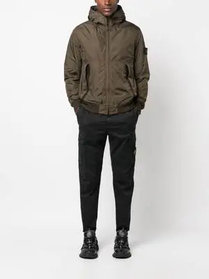 Stone Island Compass-patch Zip-up Jacket - Green