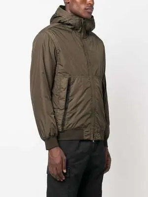 Stone Island Compass-patch Zip-up Jacket - Green