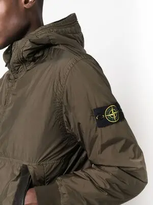 Stone Island Compass-patch Zip-up Jacket - Green