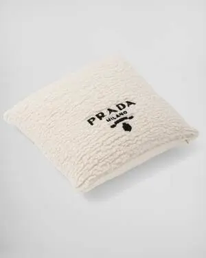 Prada Faux-fur Cashmere And Wool Throw Pillow - Tan/black