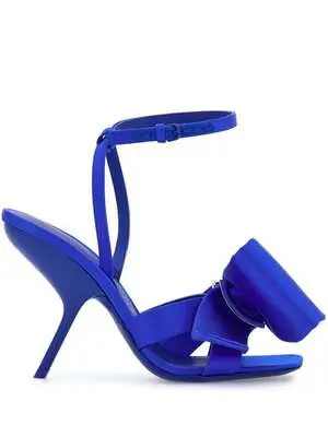 FERRAGAMO Asymmetric-bow Satin Sandals - Blue
