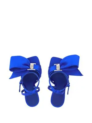 FERRAGAMO Asymmetric-bow Satin Sandals - Blue