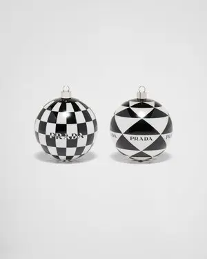 Prada Glass Christmas Ornament Set - White/black