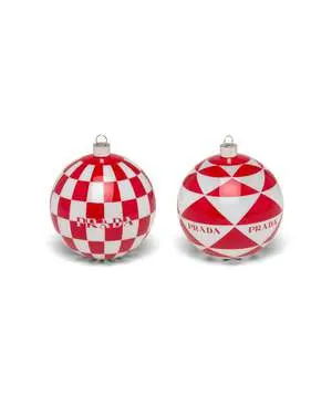 Prada Glass Christmas Ornament Set - White