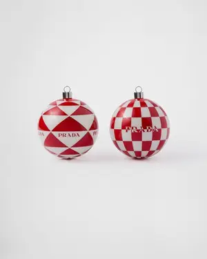 Prada Glass Christmas Ornament Set - White/red