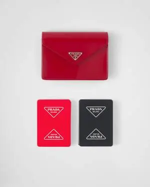 Prada Playing Cards With Leather Case - Scarlet