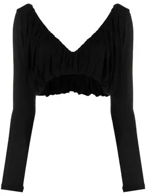 Saint Laurent Gathered Jersey Cropped Top
