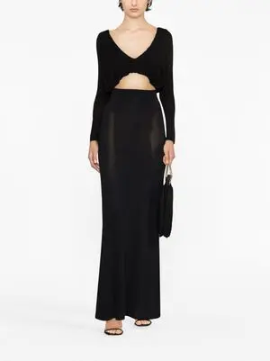 Saint Laurent Gathered Jersey Cropped Top