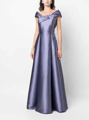 Alberta Ferretti Flared Satin Gown