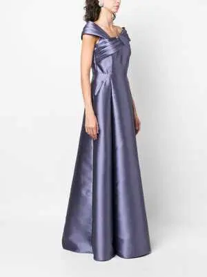 Alberta Ferretti Flared Satin Gown