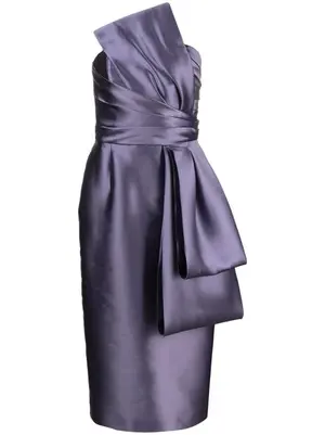 Alberta Ferretti Oversized-bow Strapless Midi Dress - Purple