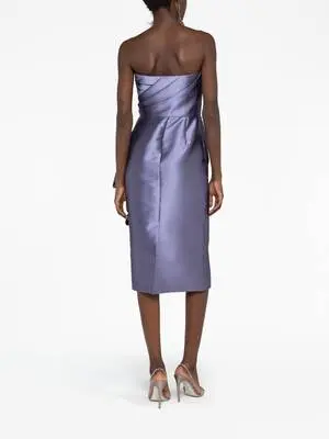 Alberta Ferretti Oversized-bow Strapless Midi Dress - Purple