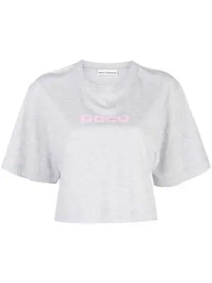 Rabanne Logo-print Cropped T-shirt - Grey