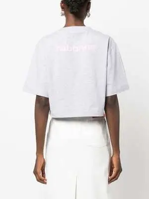 Rabanne Logo-print Cropped T-shirt - Grey