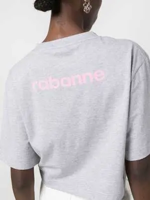 Rabanne Logo-print Cropped T-shirt - Grey