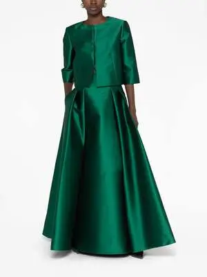Alberta Ferretti Cropped Satin Jacket - Green
