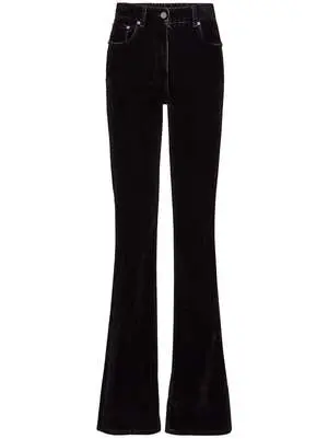FERRAGAMO High-waist Flared Velvet Trousers - Black